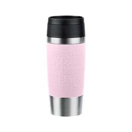 Emsa TRAVEL MUG Classic Thermobecher hellrosa/edelstahl, 0,36 Liter Material: Edelstahl / PP / Silikon, mit Soft-Touch-Manschette Anzahl Teile: 2 -teilig Besteht aus: Thermobecher + Quick Press Verschluss Fassungsvermögen: 360 ml