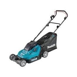 Makita Akku-Rasenmäher DLM432Z, 36Volt (2x18Volt) blau/schwarz, ohne Akku und Ladegerät Leistung: Akku-Betrieb 36Volt, zwei 18V-Akku-Steckplätze Schnittbreite: 38 cm Schnitthöhe: 13-stufig, 20 bis 75 mm