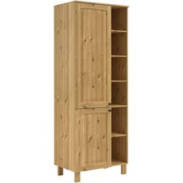 Kochstation Hochschrank KS-Osby (1-St) Kiefer massiv, Breite 75 cm, 2 Türen, 4 Einlegeböden, 6 offene Fächer, beige