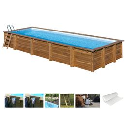 GRE Rechteckpool MINT (Set), 7-tlg., aus Kiefernholz, BxLxH: 427x1018x146 cm, beige