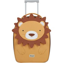 Samsonite Kinderkoffer Happy Sammies ECO, Lion Lester, 2 Rollen, Arbeitsrucksack Schulrucksack Freizeitrucksack aus recyceltem Material, gelb