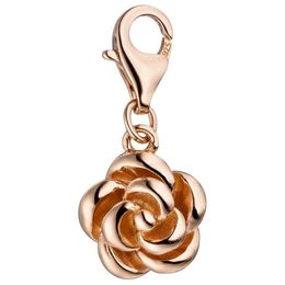 Jobo Charm Blume Anhänger Rose, 925 Silber roségold vergoldet, goldfarben