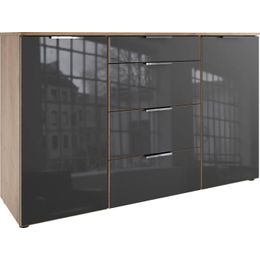 wimex Kombikommode Level36 C by fresh to go, mit Glaselementen auf der Front, soft-close Funktion, 135cm breit, schwarz