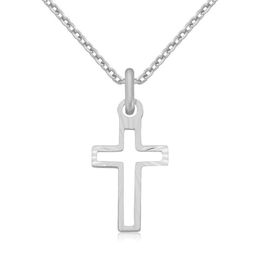 Firetti Kette mit Anhänger Schmuck Geschenk Silber 925 Halsschmuck Halskette Ankerkette Kreuz, silberfarben