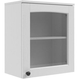 Kochstation Hängeschrank KS-Osby (1-St) Kiefer massiv, Breite 50 cm, Tür mit Glaseinsatz, weiß