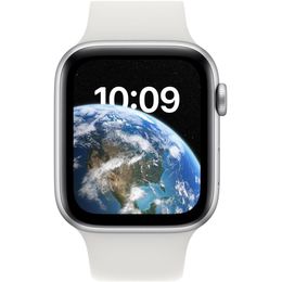 Apple Watch SE (GPS + Cellular) 44mm Aluminiumgehäuse silber, Sportband weiß