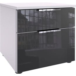 fresh to go Nachtkommode Level36 C, Nachttisch mit Glaselementen auf der Front, soft-close Funktion, schwarz|weiß
