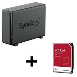 Synology DiskStation DS124 1 Einschub NAS-Server Leergehäuse + 1x WD Red SATA 3.5" HDD 4TB Festplatte