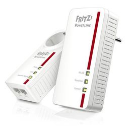AVM FRITZ Powerline 1260E WLAN Set Powerline Adapterkit GigE, HomePlug AV WiFi5 Dual-Band an Wandsteckdose anschließbar