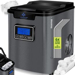 Kesser® Eiswürfelbereiter Eiswürfelmaschine Edelstahl 150W Ice Maker 12 kg 24 h 3 Würfelgrößen Zubereitung in 6 min 2,2 Liter Wassertank Timer LCD-Display Selbstreinigungsfunktion