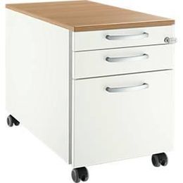 Schäfer Shop Schäfer Shop Select Rollcontainer 126, 1 Utensilienauszug, 1 Hängeregistratur-Auszug, 1 Schublade, Griff rund, B 435 x T 765 x H 577 mm, weiß/Kirsche-Romana