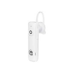 Manhattan Single Ear Bluetooth Headset (Clearance Pricing), Omnidirectional Mic, Integrated Controls, White, 10 hour usage time, Range 10m, USB-A charging cable included, Bluetooth v4.0, 3 year warranty, Boxed - Headset