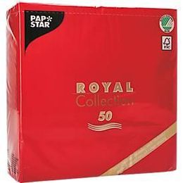 Servietten Papstar Royal Collection, 5 x 50 Stück, 1/4-Falz, Stoffoptik, 400 x 400 mm, Papier, rot