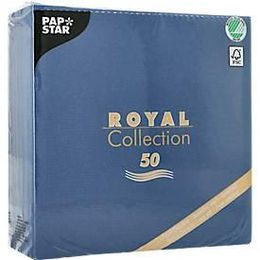 Servietten Papstar Royal Collection, 5 x 50 Stück, 1/4-Falz, Stoffoptik, 400 x 400 mm, Papier, dunkelblau