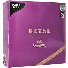 Servietten Papstar Royal Collection, 5 x 50 Stück, 1/4-Falz, Stoffoptik, 400 x 400 mm, Papier, lila