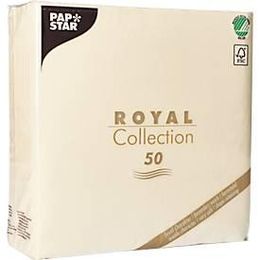 Servietten Papstar Royal Collection, 5 x 50 Stück, 1/4-Falz, Stoffoptik, 400 x 400 mm, Papier, champagner