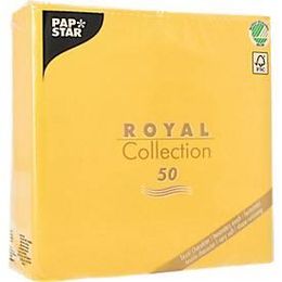 Servietten Papstar Royal Collection, 5 x 50 Stück, 1/4-Falz, Stoffoptik, 400 x 400 mm, Papier, gelb