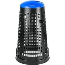 Abfallbehälter Ruff, für 70-120 l Kunststoff-& Papiersäcke, Lochoptik, ø 525 mm, Recycling-Kunststoff, blau-schwarz