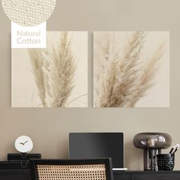 Leinwandbild Pampasgras im Licht - Wandbild bis XXL Print Botanik Tropical Wohnzimmer Schlafzimmer Beige