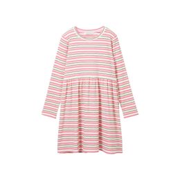 Tom Tailor Mädchen Kleid mit Bio-Baumwolle, rosa, Streifenmuster, Gr. 92/98