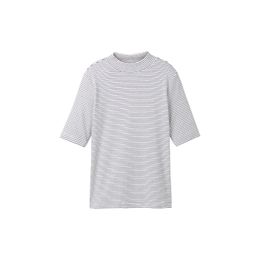 Tom Tailor Damen Gestreiftes T-Shirt, weiß, Streifenmuster, Gr. XL