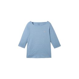 Tom Tailor Damen Plus - T-Shirt mit Bio-Baumwolle, blau, Streifenmuster, Gr. 48