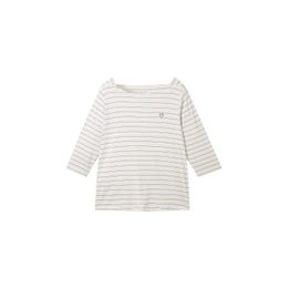 Tom Tailor Damen Plus - T-Shirt mit Bio-Baumwolle, weiß, Streifenmuster, Gr. 48