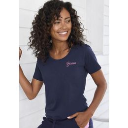 Vivance Kurzarmshirt '-T-Shirt' mehrfarbig Gr. 32/34 für Damen. Rundhals und Stickerei. Lässig Geschnitten. Nachhaltig.