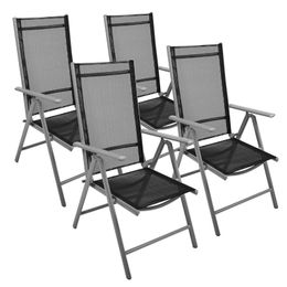 Vcm 4er Set Klappstuhl Gartenstuhl Campingstuhl Liegestuhl f&uuml;r Garten Terrasse Balkon schwarz / Rahmen grau Ma&szlig;e H. 105 x B. 56 x T. 65cm