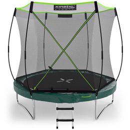 KINETIC SPORTS Trampolin Federlos-Design 'Bungee Safety Elite' - Outdoor Gartentrampolin f&uuml;r Kinder Dunkelgr&uuml;n &Oslash; 244 cm &Oslash; 244 cm
