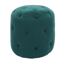 Hocker MCW-D22, Sitzhocker Ottomane, 42x39cm MVG-zertifiziert ~ Samt dunkelgr&uuml;n
