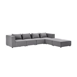 Juskys modulares Sofa Domas XXL - Couch Wohnzimmer - 2 Ottomanen, Lehnen & Kissen - Stoff Dunkelgrau