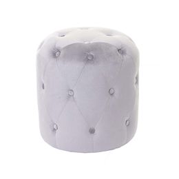 Hocker MCW-D22, Sitzhocker Ottomane, 42x39cm MVG-zertifiziert ~ Samt hellgrau