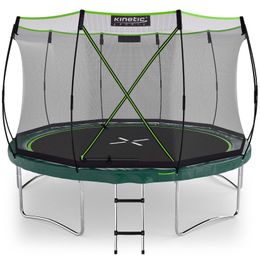KINETIC SPORTS Trampolin Federlos-Design 'Bungee Safety Elite' - Outdoor Gartentrampolin f&uuml;r Kinder Dunkelgr&uuml;n &Oslash; 366 cm &Oslash; 366 cm