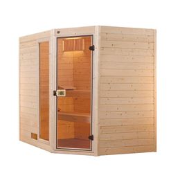 Weka Massivholz-Sauna VALIDA Gr. 4 Sparset 9,0 kW K inkl. integrierter Steuerung, Glastür und Fenster