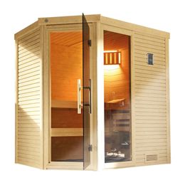 Weka Design-Sauna CUBILIS Gr. 2 Sparset 7,5 kW BioS inkl. digitaler Steuerung, Glastür und Fenster