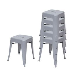 6er-Set Hocker MCW-A73, Metallhocker Sitzhocker, Metall Industriedesign stapelbar ~ grau