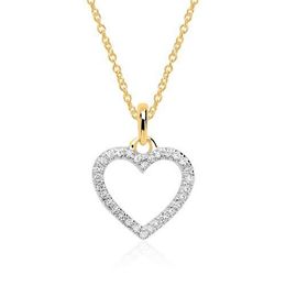 UNIQUE 585er Goldkette Herz für Damen mit Diamanten