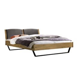 Hasena Lounge Marola Bettgestell Massivholz Kopfteil gepolstert 180x200 cm Anthrazit Metall