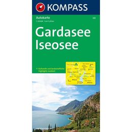 KOMPASS Autokarte Gardasee, Iseosee 1:125.000. Lago di Garda, Lago d' Iseo, Karte (im Sinne von Landkarte)
