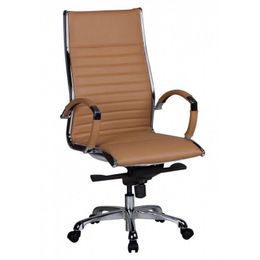 AMSTYLE Chefsessel Leder caramel - Bürostuhl 5-Punkt Multiblock-Mechanik