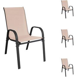 INDA-EXCLUSIV 4 Stück Stapelsessel Metall kd - Textilen Anthrazit/ Beige-DMC330883-4stk-var