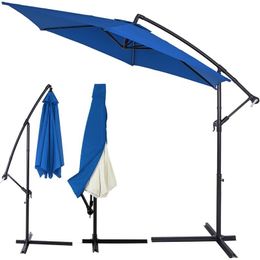 Kingsleeve® Ampelschirm UV-Schutz 50+ Alu Ø300-330cm inkl. Abdeckung Ständer neigbar schwenkbar Balkon Garten Sonnenschirm blau, 330 cm