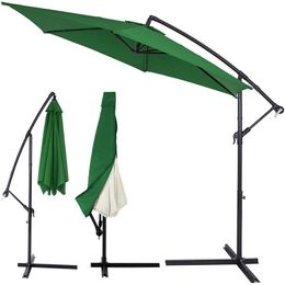 Ampelschirm UV-Schutz 50+ Alu Ø300-330cm inkl. Abdeckung Ständer neigbar schwenkbar Balkon Garten Sonnenschirm grün, 330 cm - Kingsleeve