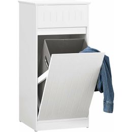 sobuy BZR110-W Wäscheschrank mit ausklappbarem Wäschetruhe Wäschesammler mit einner Schublade Wäschekorb Badschrank Wäschesack Badezimmermöbel Weiß