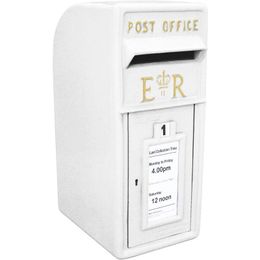 MONSTER SHOP - Briefkasten im englischen Stil Postkasten weiß Wandbriefkasten Standbriefkasten Post Box Gusseisen - Weiß
