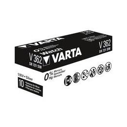 Varta Silberoxid-Knopfzelle 362, Batterie silber, 10 Stück Technologie: Silberoxid Anzahl: 10 Stück Typ: Knopfzelle Bezeichnung: V 362 MF (20362) / SR58