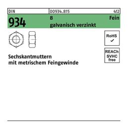 Sechskantmutter DIN 934 M 72 x 6 8 galvanisch verzinkt