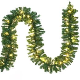 Weihnachtsgirlande led Beleuchtet Innen & Außen IP44 Weihnachten Deko Weihnachtsdeko Girlande Tannengirlande Kunstgirlande 2x 10m – 100 LEDs - Casaria