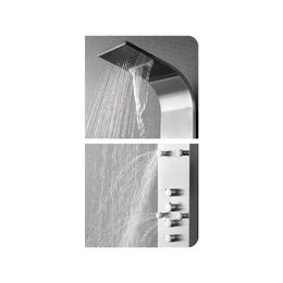 Stilform - Luxus Edelstahl Duschpaneel mit 6 Hydro Massagejets & Wasserfalldusche:Thermostat